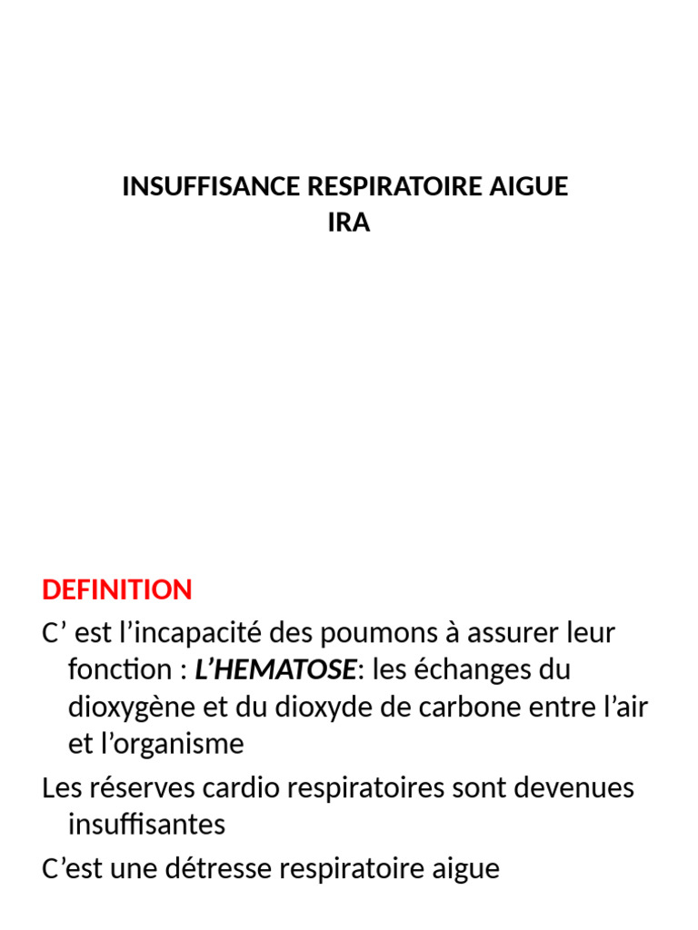 Insuffisance Respiratoire Aiguë: Causes et Urgences | PDF | Poumon ...