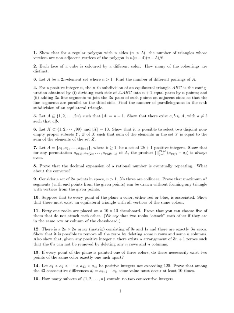 Combinatorics Problem Set 2 | PDF | Rectangle | Triangle