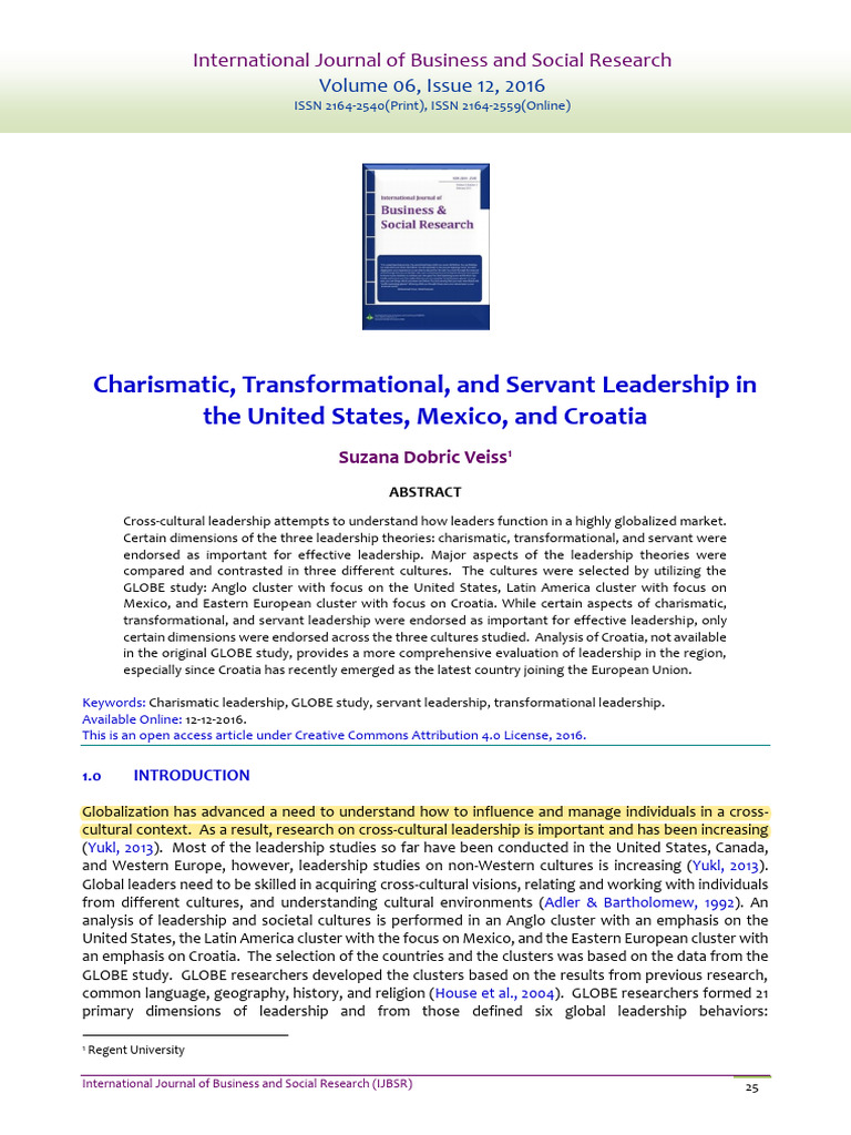 Charismatic Transformational and Servant | PDF | Transformational Leadership | Leadership