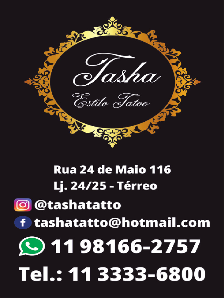 TASHA TATTOO SP - Cartão de Visita 4x1 Ou 4x4 | PDF