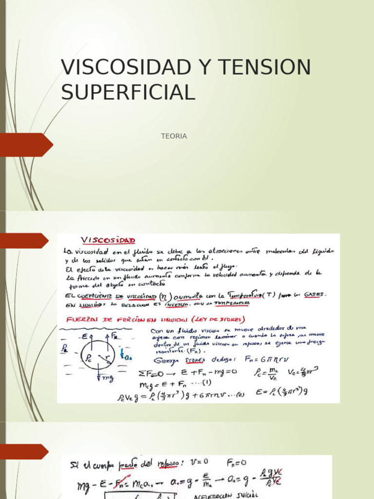 Viscosidad y Tension Superficial (Teoria) | PDF