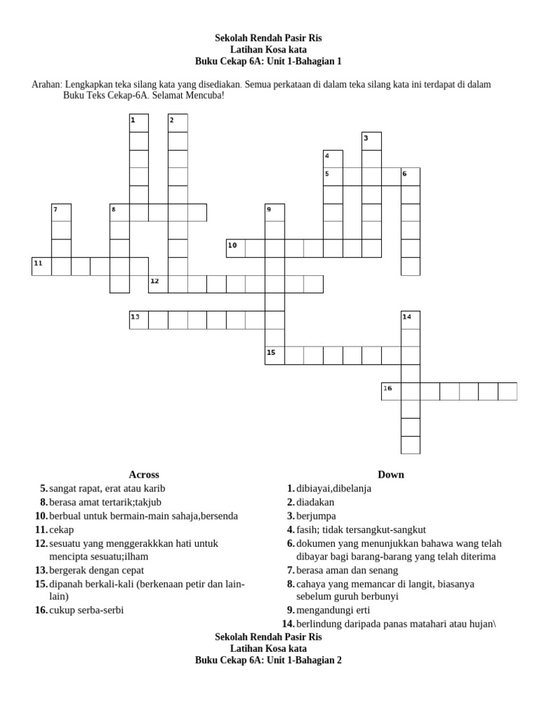 Teka SIlang Kata - BT 6A-Unit 1 | PDF
