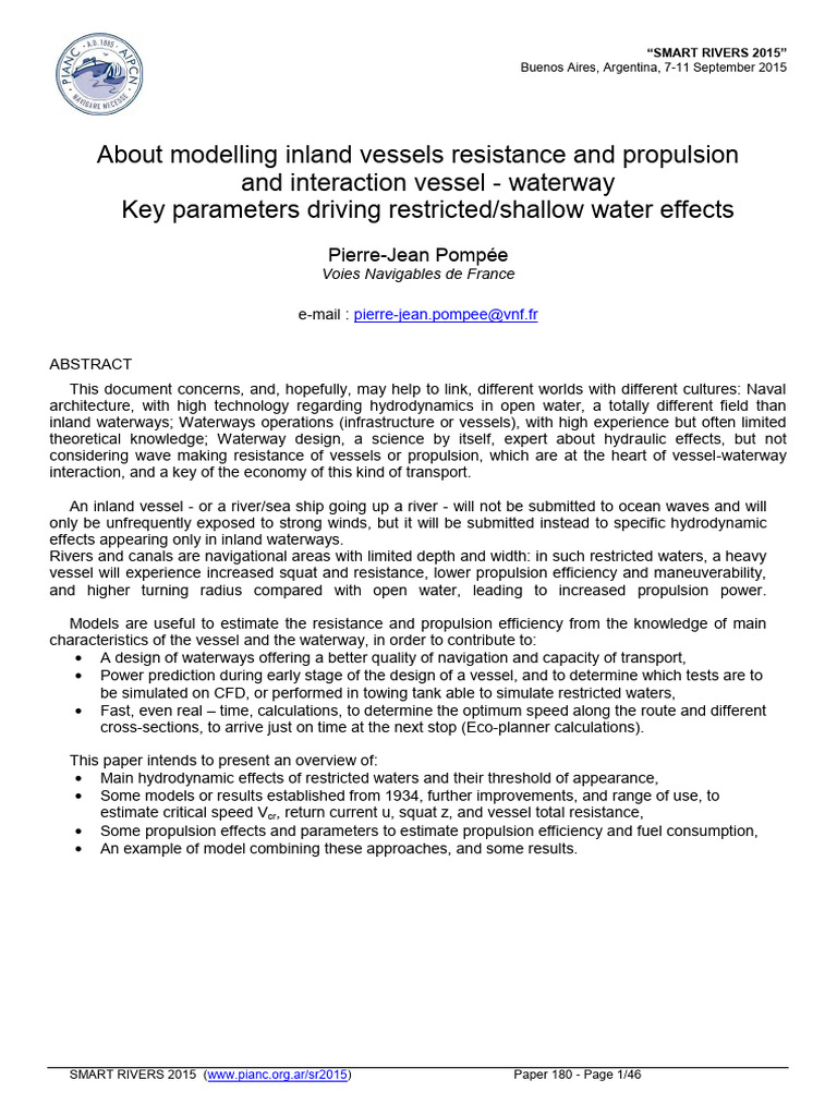 Hydrodynamics of Inland Vessel Propulsion | PDF | Home & Garden ...