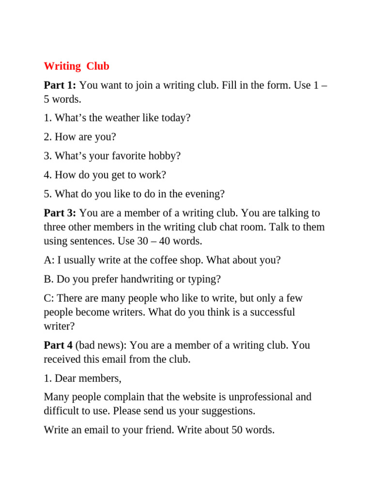 Writing Club Participation Guide | PDF | Career & Growth | Social Science
