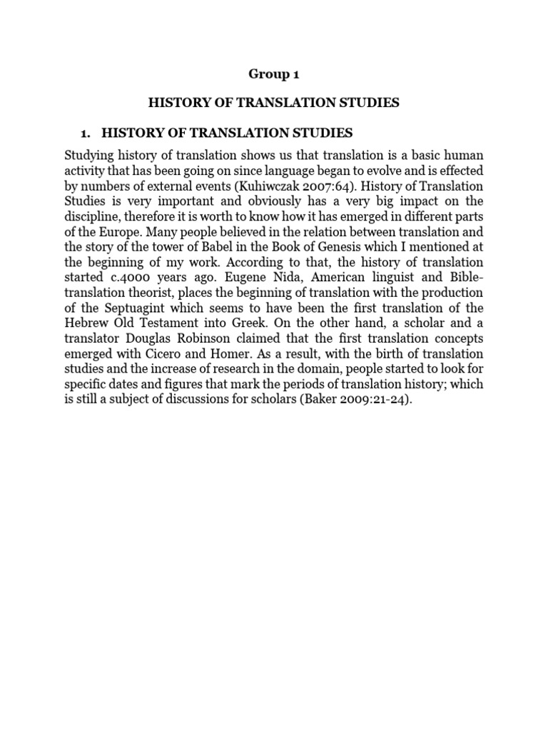 History of Translation Studies Group Activity | PDF | Translations | Bible