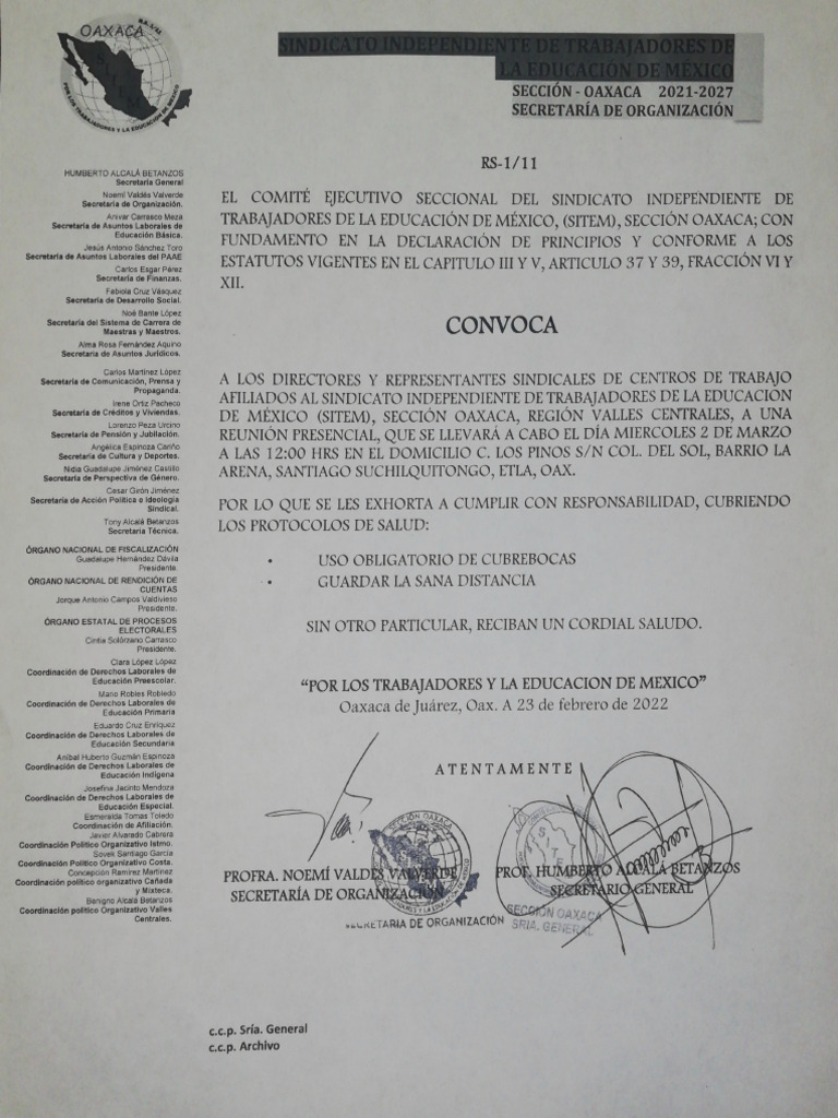 Convocatoria Valles Centrales | PDF