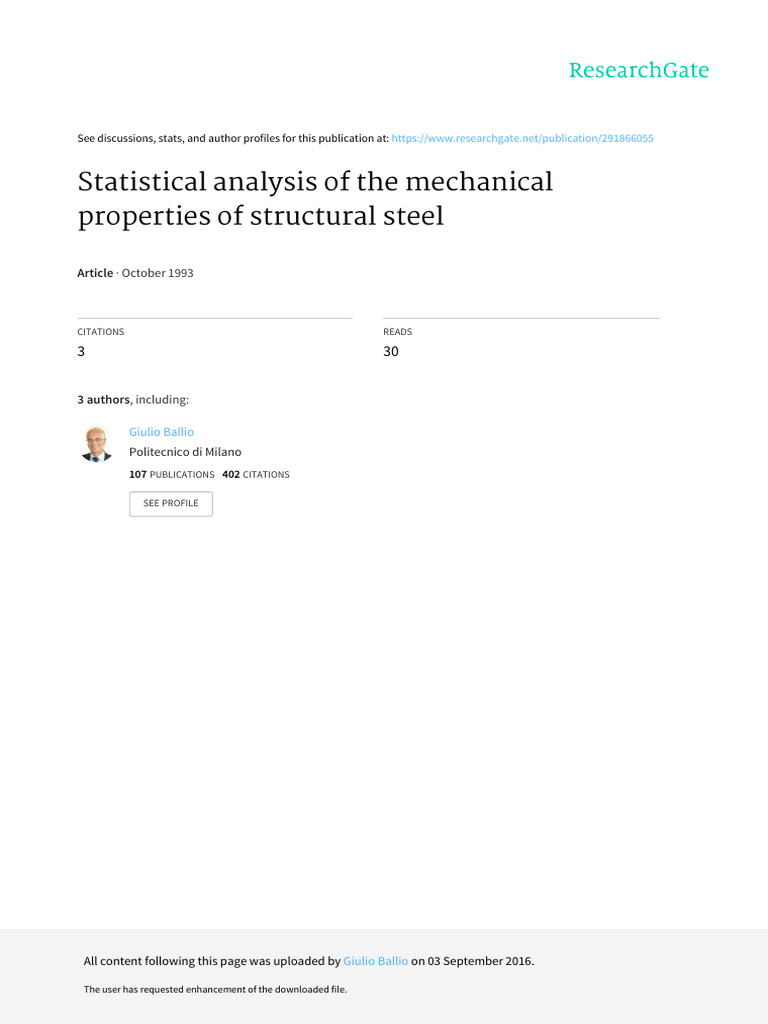 Statistical Analysis of The Mechanical Properties of Structural Steel ...