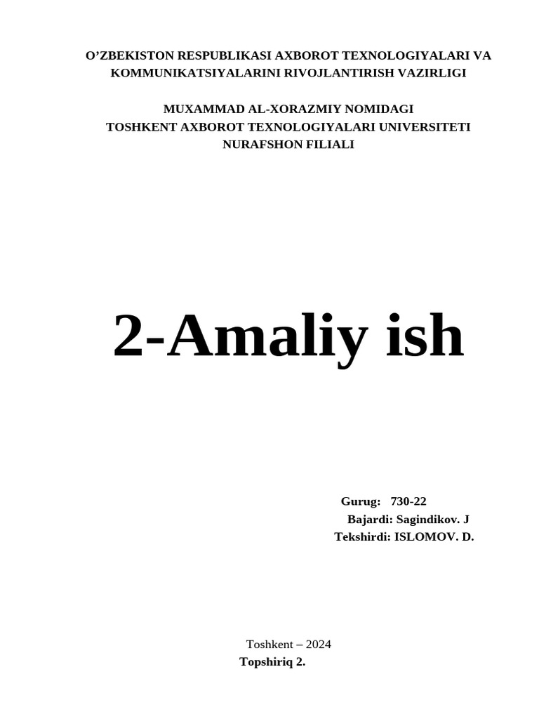 2-Amaliy Ish Mavzu - Windows Ot Qayd Yozuvlarni Sozlash Va Parol | PDF