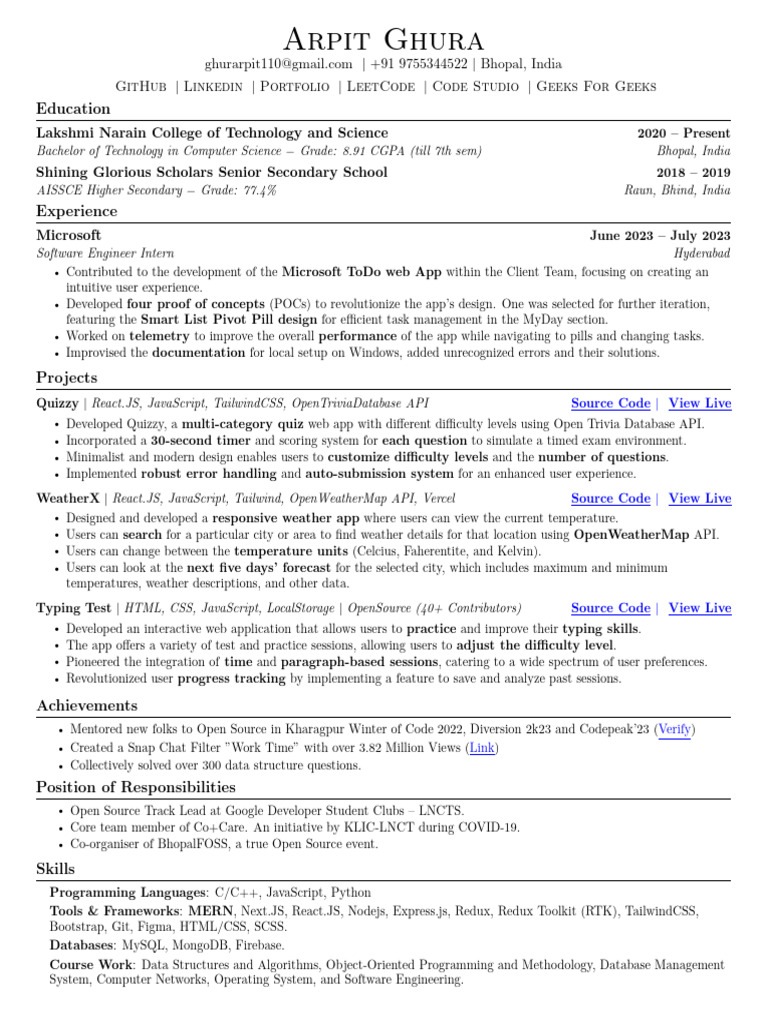Arpit Ghura Resume | PDF | Application Software | Java Script