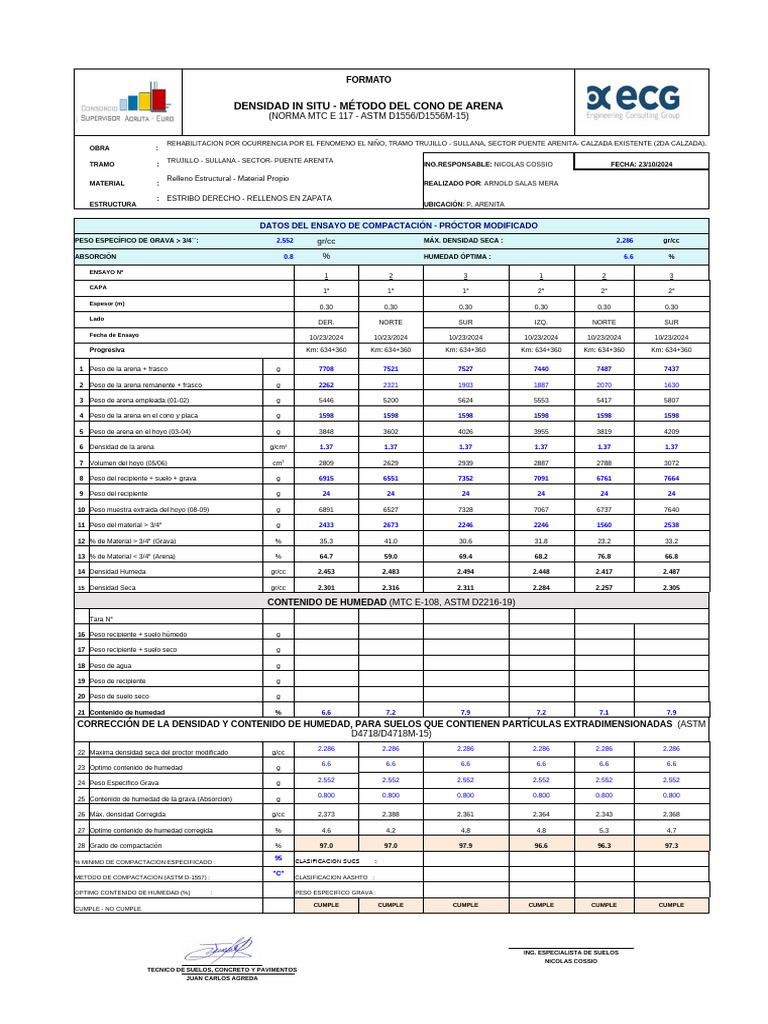 Densidad in Situ Rellos Estrultural - Estribos Der-Izq y Dme | PDF ...