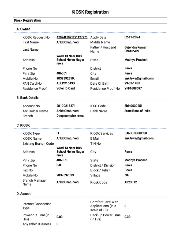 Kiosk Registration Form | PDF | Cyberspace | Computing