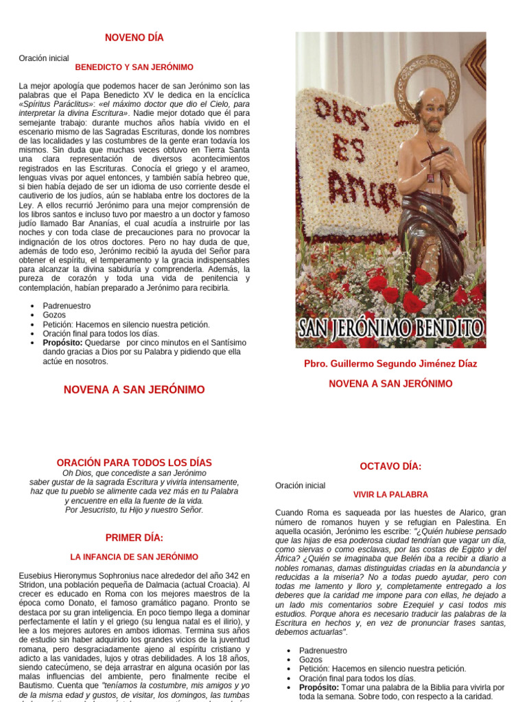 Corregida NOVENA A SAN JERÓNIMO - LIBRO | PDF | Jerome | orador del Señor