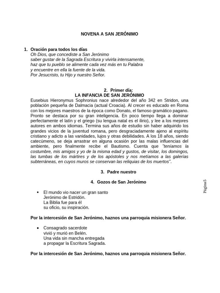 Novena A San Jerónimo | PDF | Jerome | orador del Señor