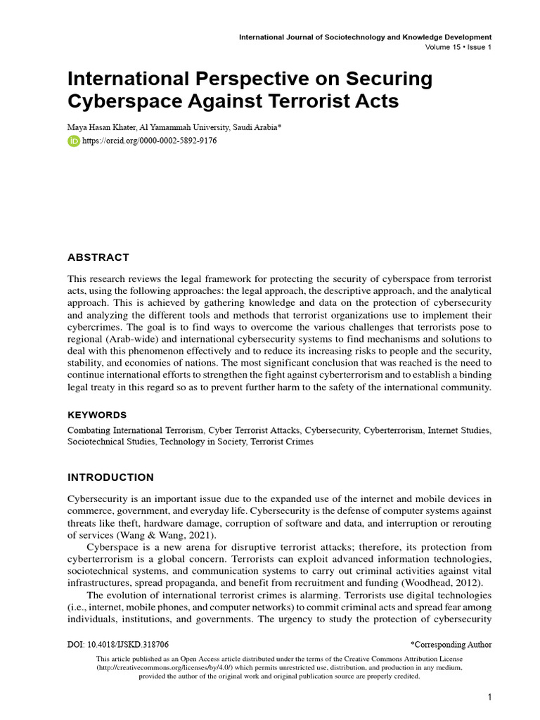 International Perspective On Securing Cyberspace A | PDF | Computer ...
