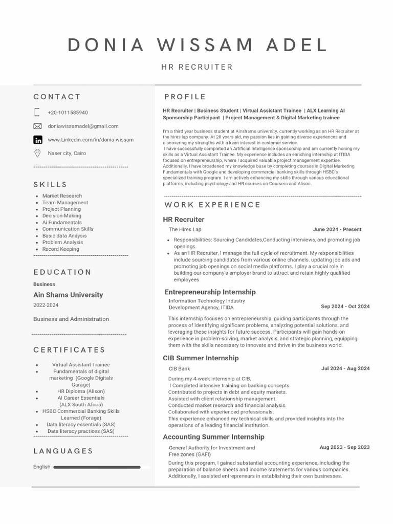 Minimalist White and Grey Professional Resume (2) - 1 | PDF