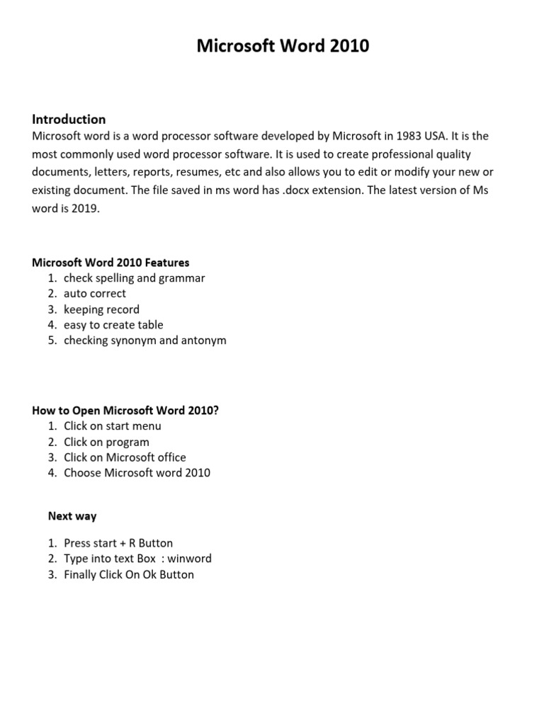 Microsoft Word 2010 Features Overview | PDF | Microsoft Word | Computer ...