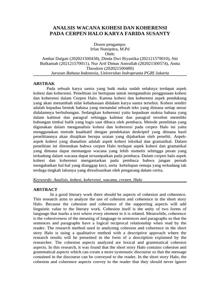 Analsis Wacana Kohesi Dan Koherensi - Doc Kel 9 | PDF