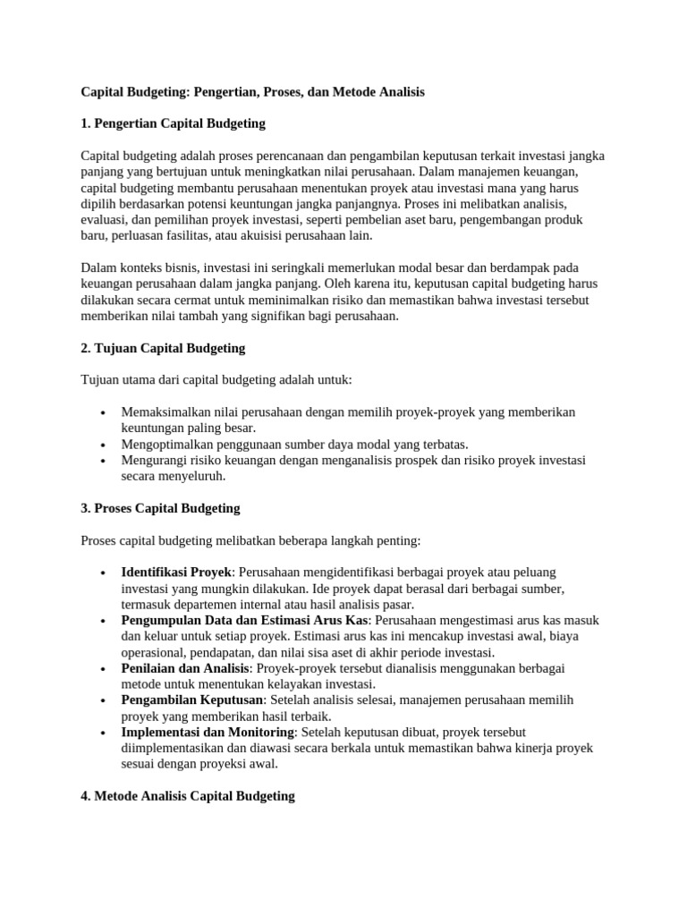 Panduan Capital Budgeting | PDF