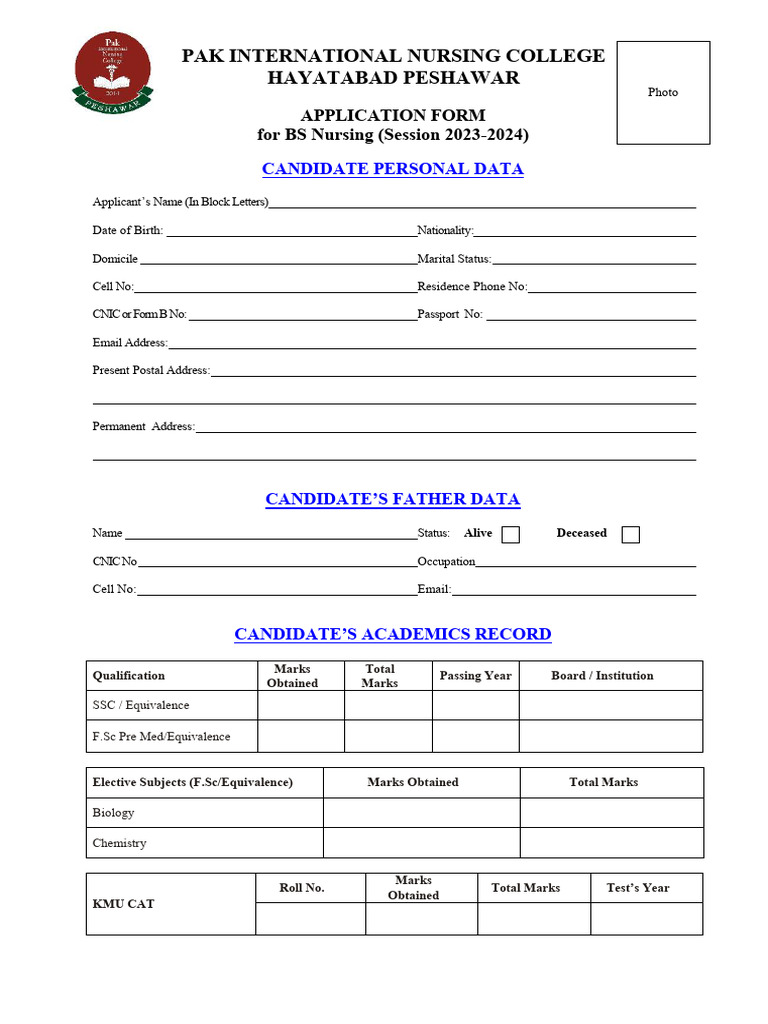 Admission Form BSN 2023 24 | PDF | Identity Document | Government And ...