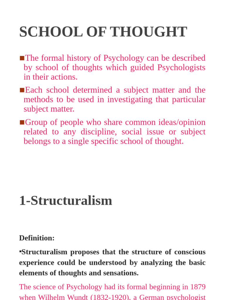 School of Thought | PDF | Psychological Concepts | Epistemology