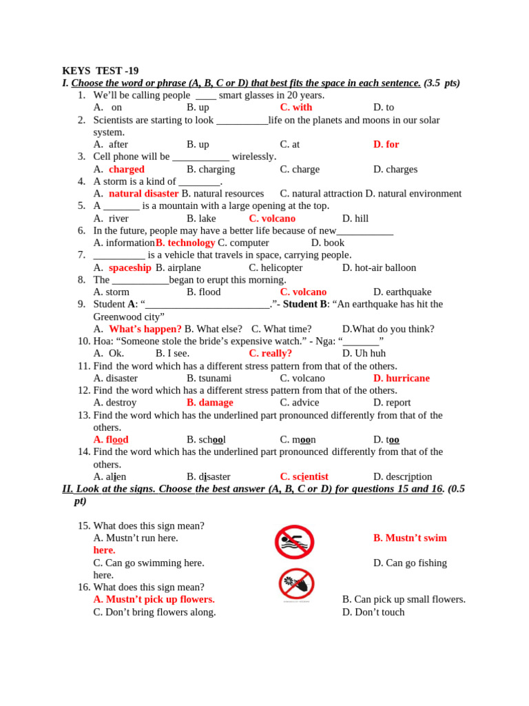Keys Test 19 | PDF | Volcano
