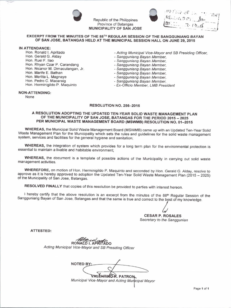 Approved Solid Waste Management Plan 2015-2025 | PDF