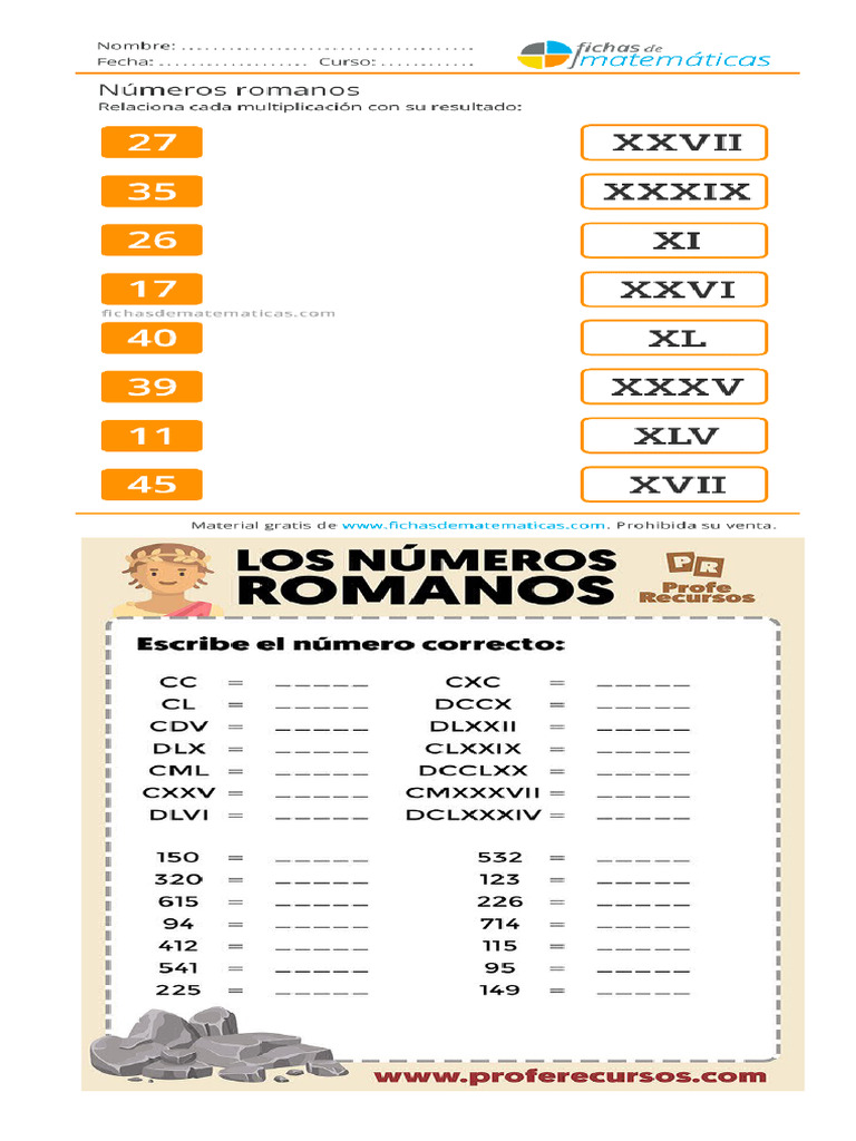Ejercicio Numeros Romanos | PDF