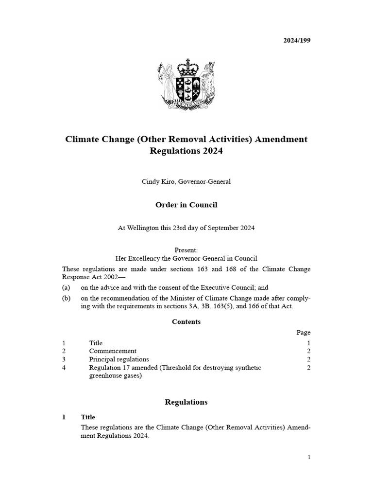 2024 Climate Change Amendment Regulations | PDF | Global Environmental ...