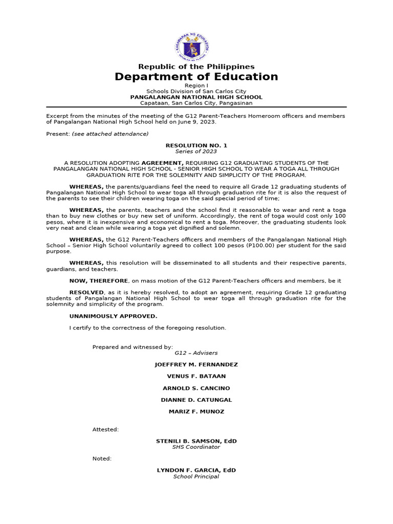 TOGA RESOLUTION | PDF