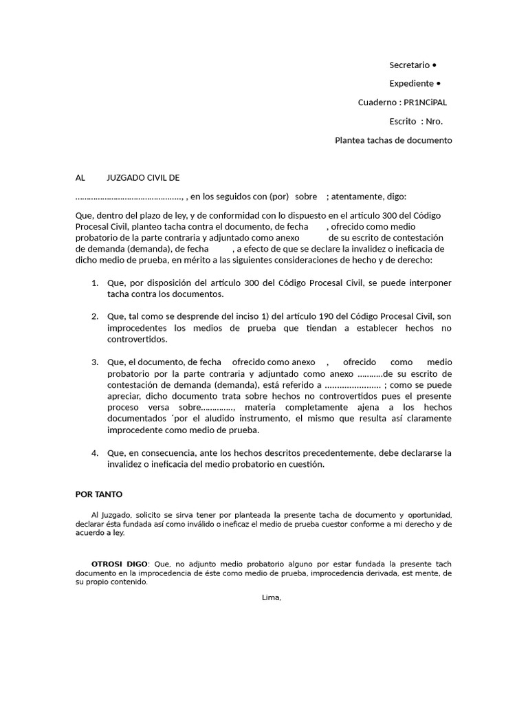 Modelo TACHA DE DOCUMENTOS | PDF | Justicia | Crimen y violencia