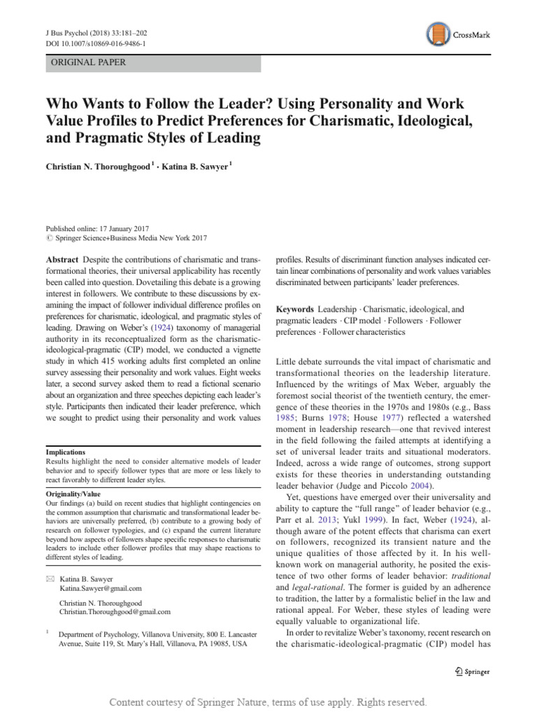 Who Wants To Follow The Leader Using Personality A | PDF | Cognition ...