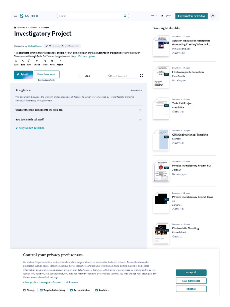 WWW Scribd Com Document 432358770 Investigatory Project | PDF | Http ...