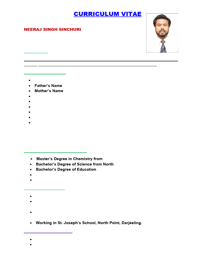 Curriculum Vitae Neeraj | PDF | Teachers