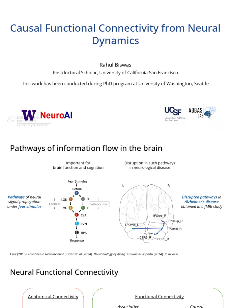 (SFN) Causal Functional Connectivity From Neural Dynamics-2 | PDF | Functional Magnetic ...