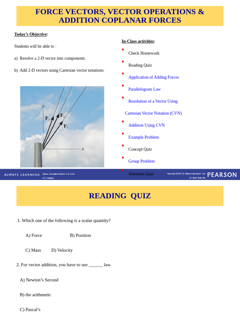 Statics - Lec PPT - Section 2.1-2.4 | PDF | Euclidean Vector | Force