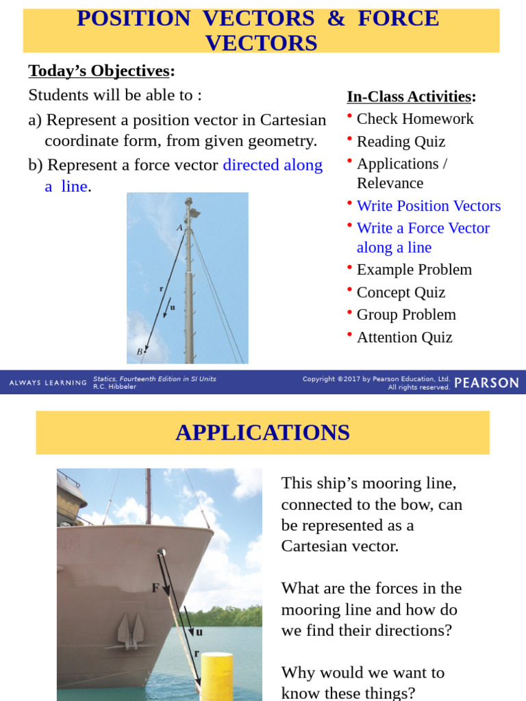 Position and Force Vectors in Statics | PDF | Euclidean Vector ...