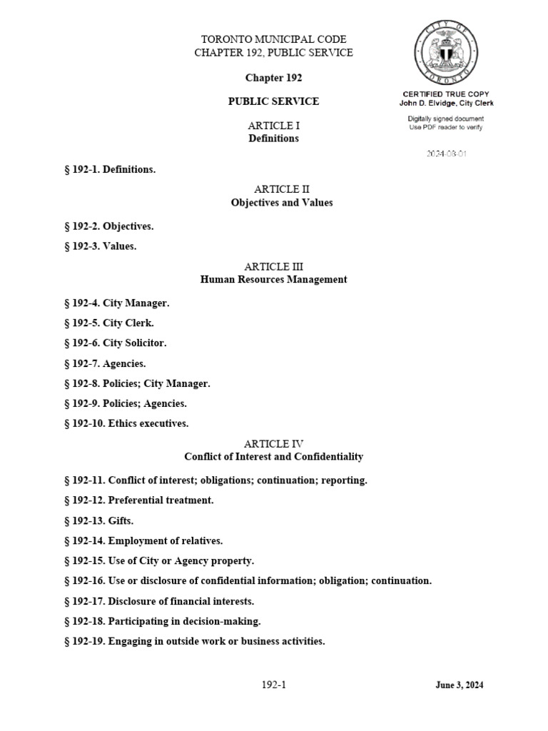 Toronto Public Service Code | PDF | Employment | Conflict Of Interest