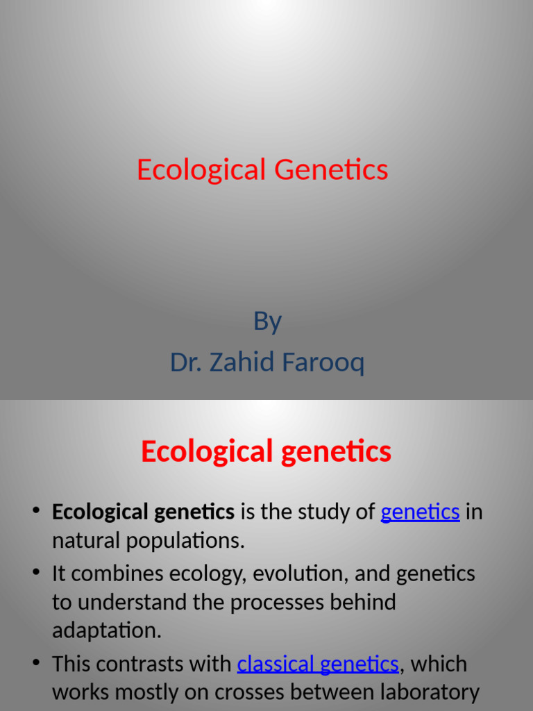 1 - Ecological Genetics | PDF | Genetics | Gene