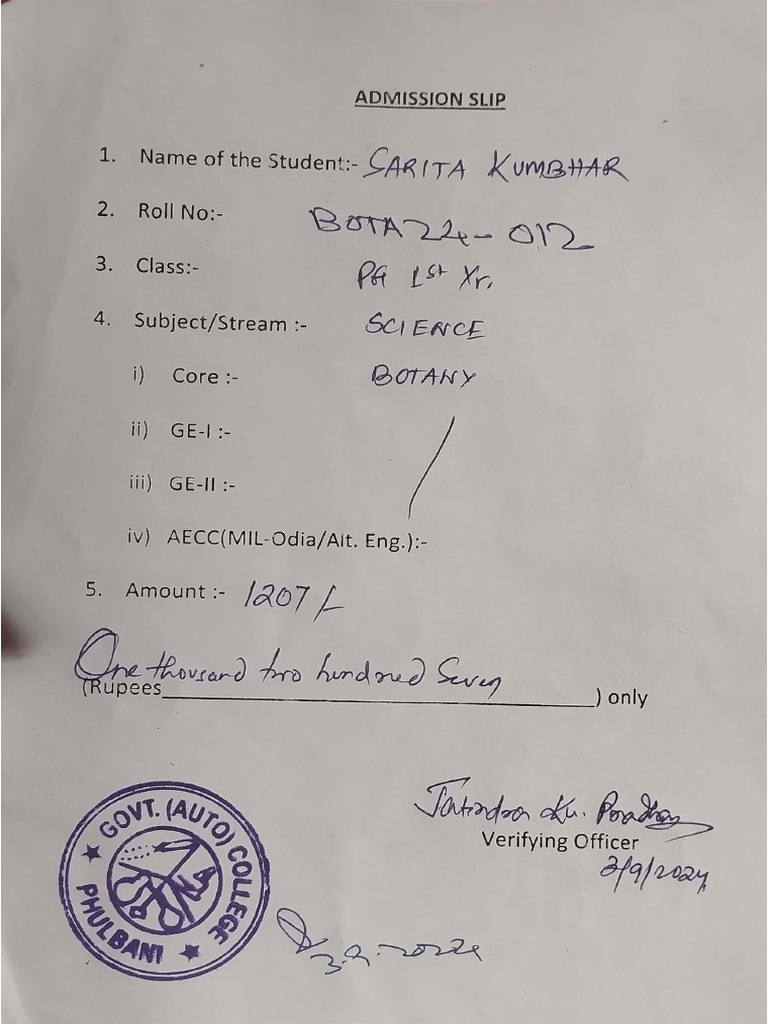 College Receipt | PDF