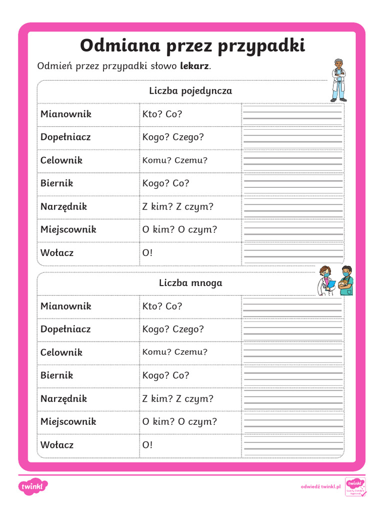 Po JP 1657791992 Odmiana Rzeczownika Przez Przypadki Karta Pracy Ver 1 | PDF