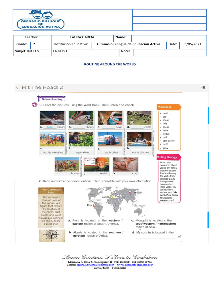 Activity Class #3 Vocabulary and Progressive | PDF