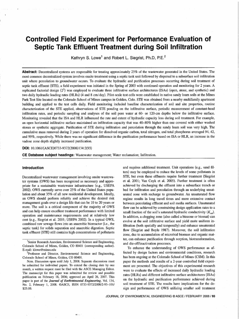 2-Septic Tank Effluent Treatment During Soil Infiltration K.lowe & R ...