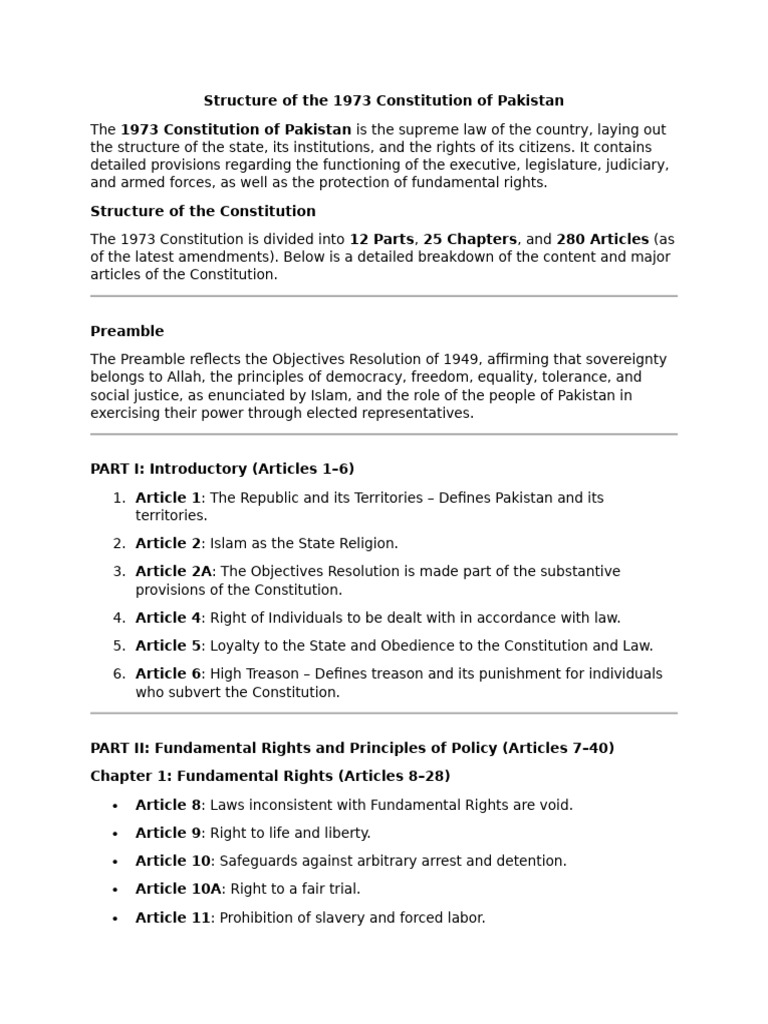 Structure of 1973 Constitution of Pakistan | PDF | Constitution ...