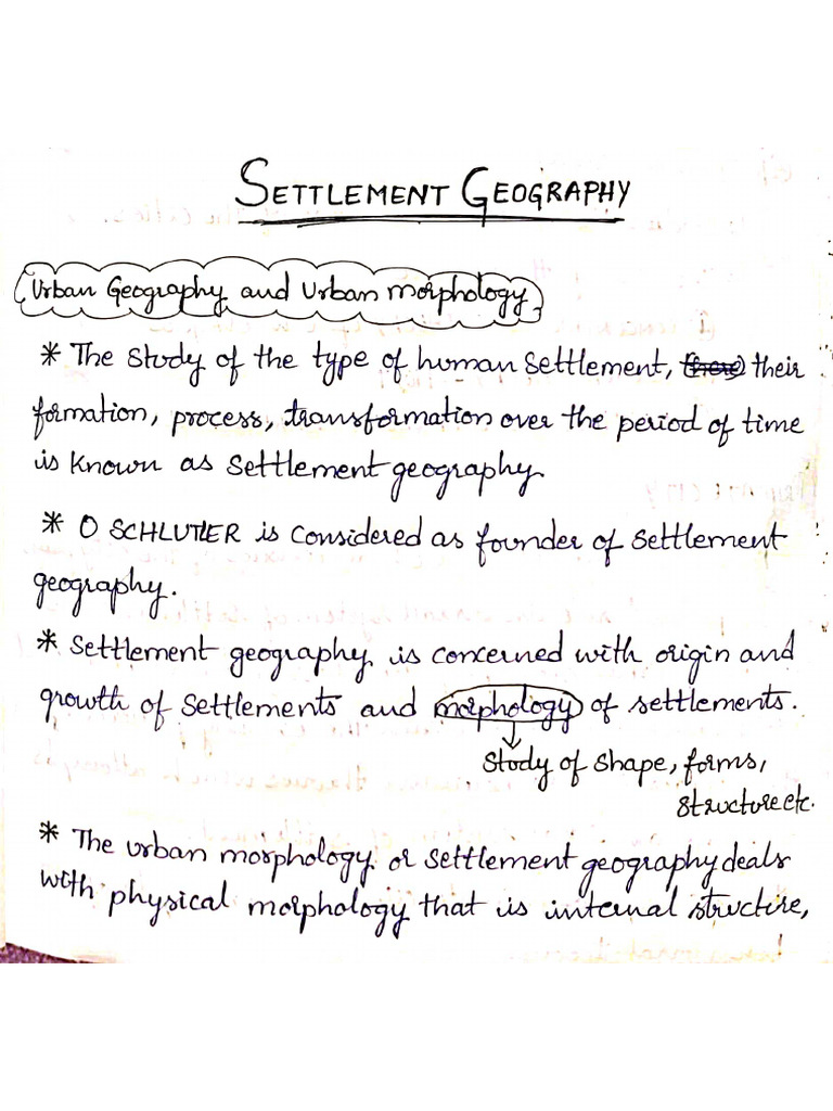 Settlement Geography Rushikesh Sir Optional Handwritten Notes | PDF
