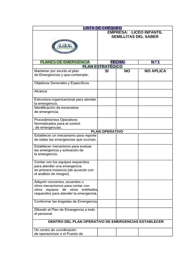 Lista de Chequeo | PDF