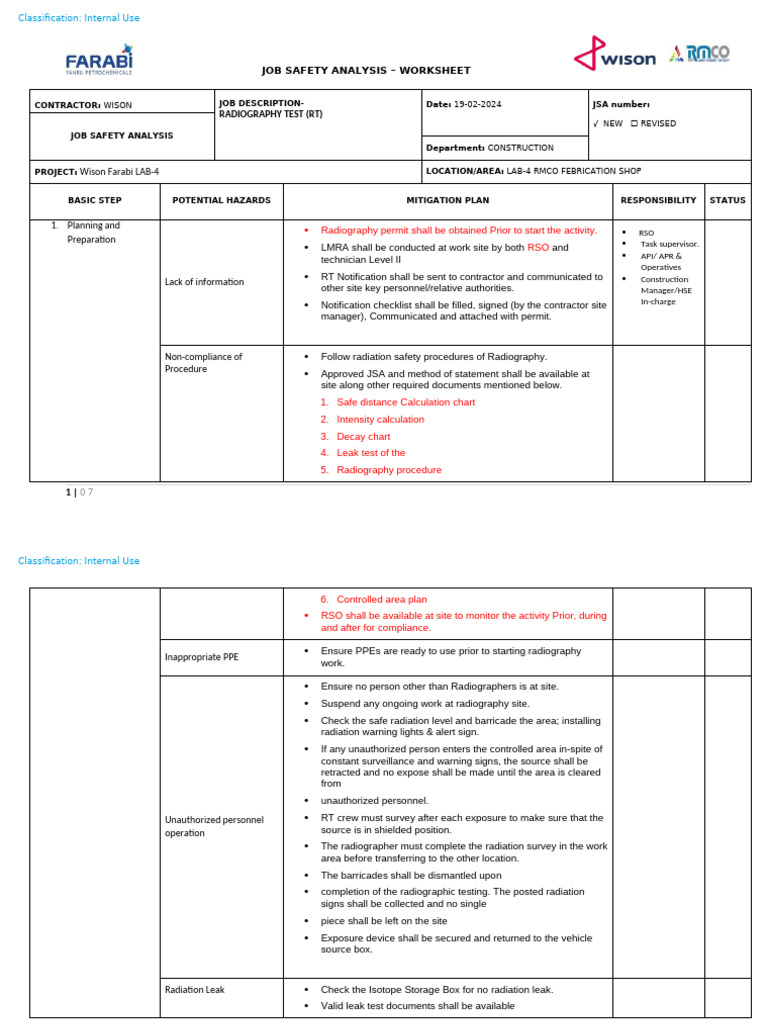 Radiography Jsa | PDF | Safety