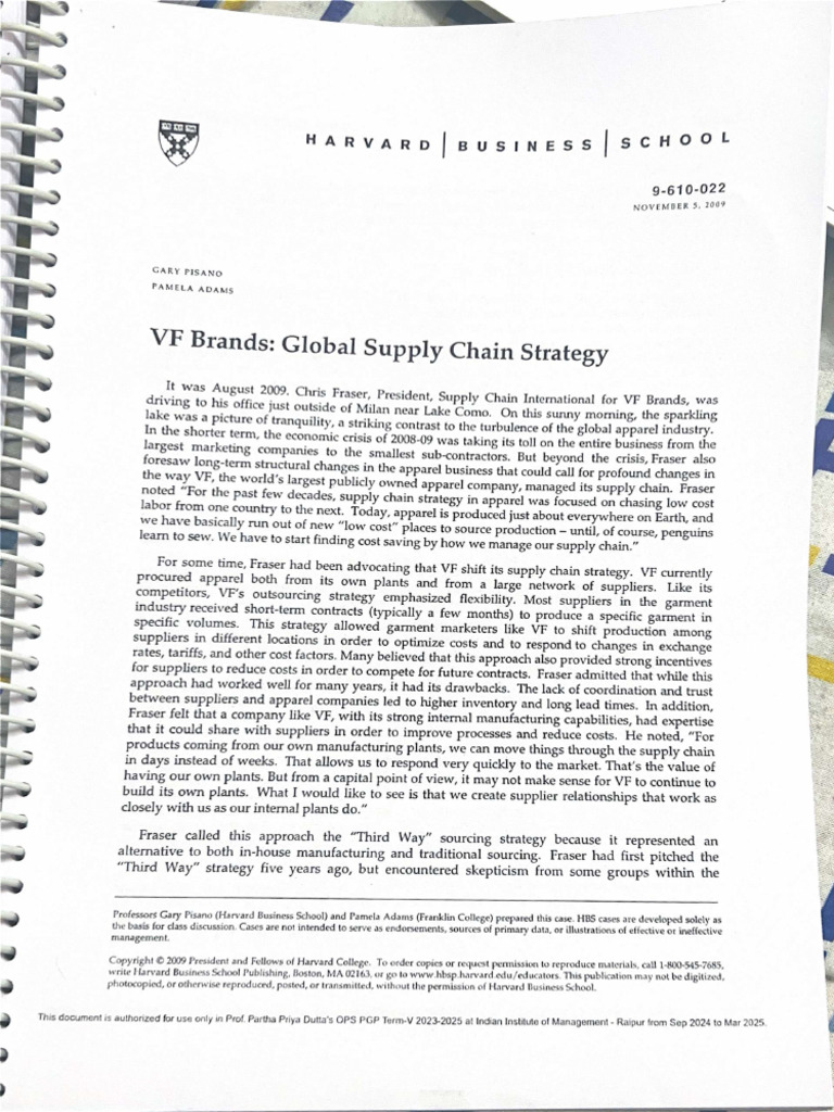 VF Brands Global Supply Chain Strategy - Compressed | PDF