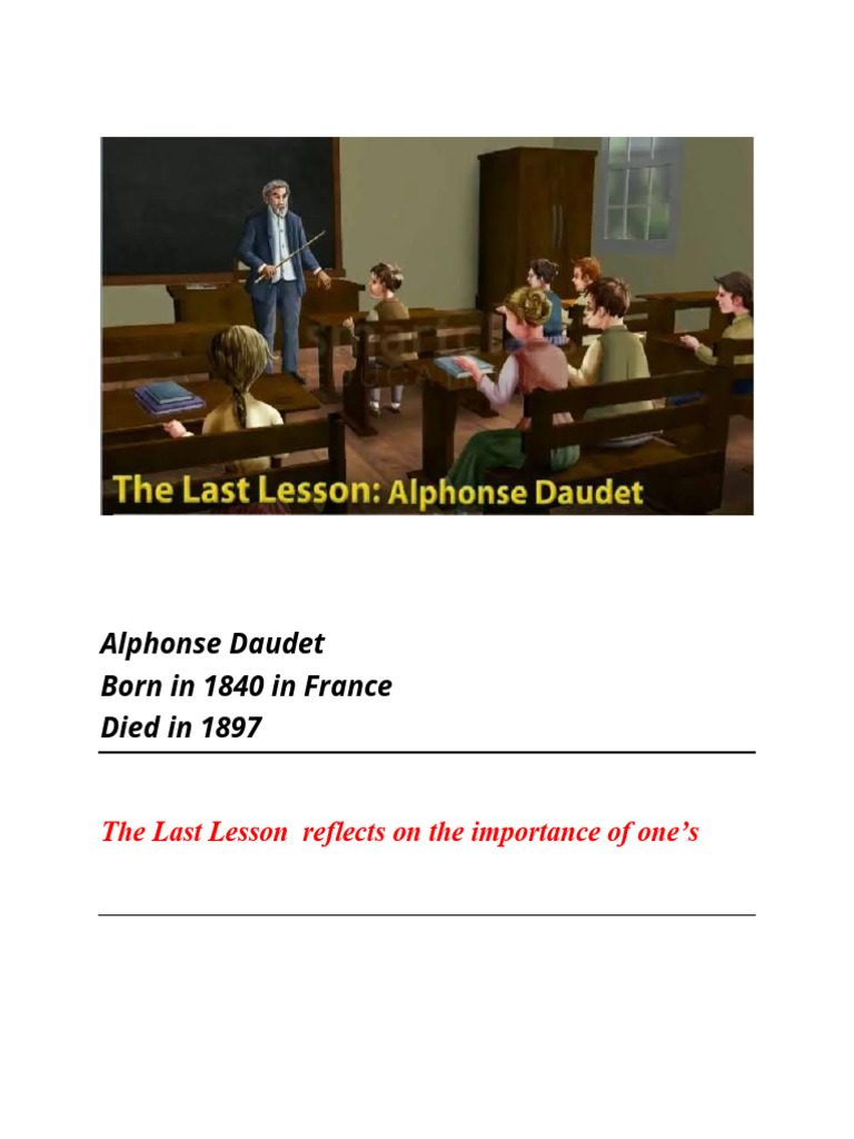 The Last Lesson: A Reflection on Language | PDF | Poetry
