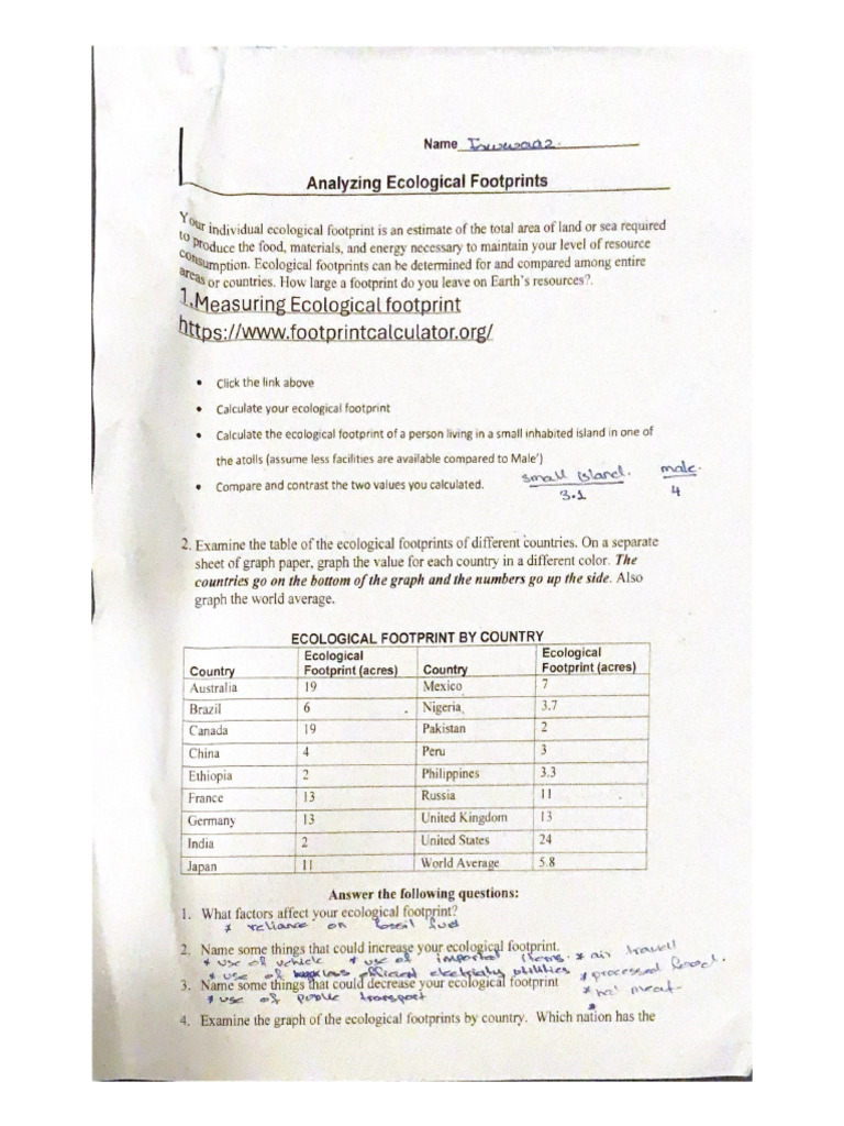 Analyzing Ecological Footprints | PDF