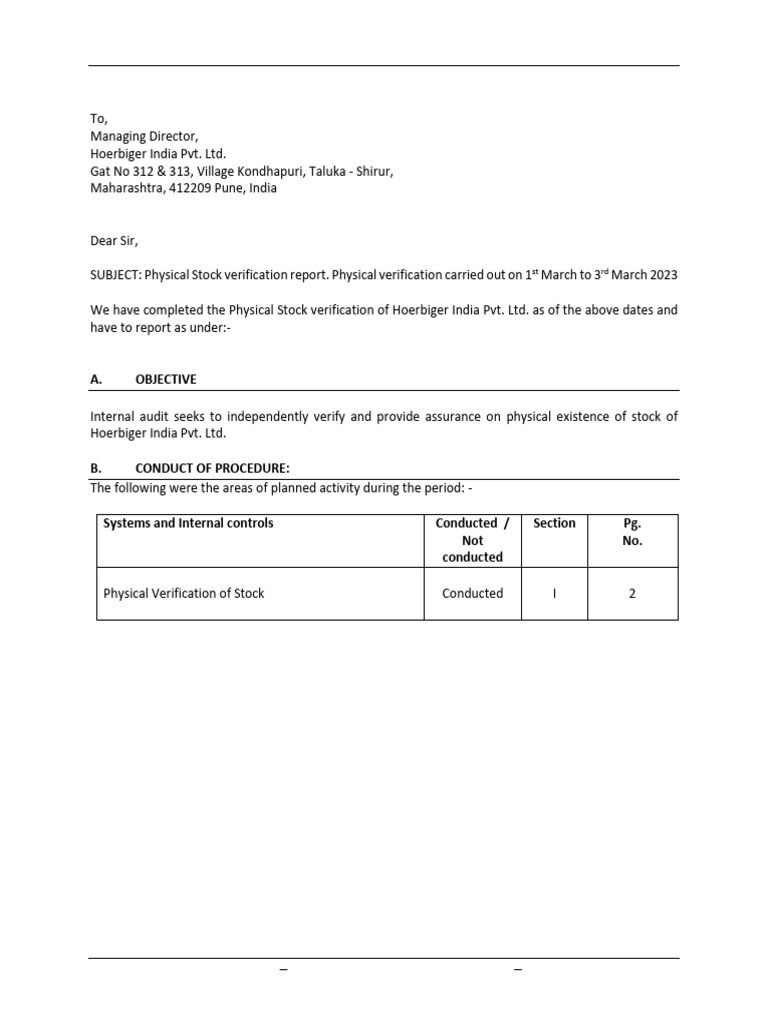 Stock Take Report Final - March 2023-V1 | PDF | Inventory | Audit